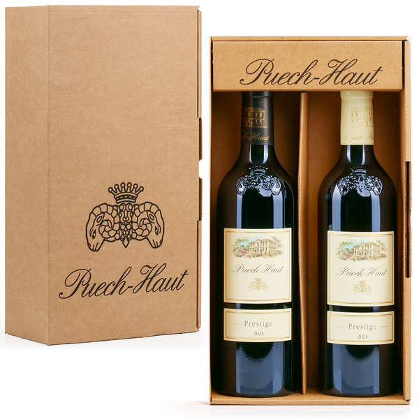 Château Puech-haut 2-bottle gift set - 1 Prestige red wine 75cl + 1 ...