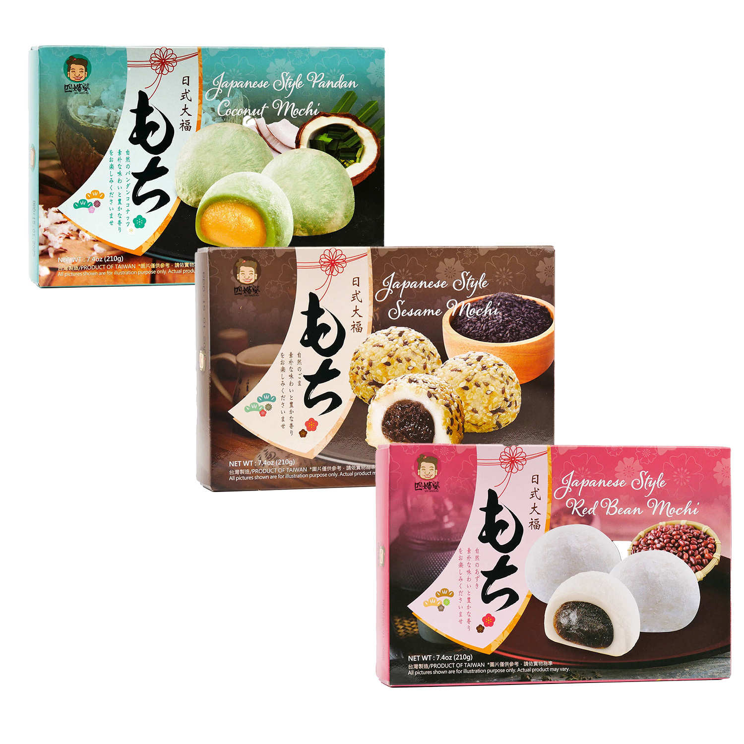 Assortiment découverte de mochi japonais (noix de coco, haricot rouge ...