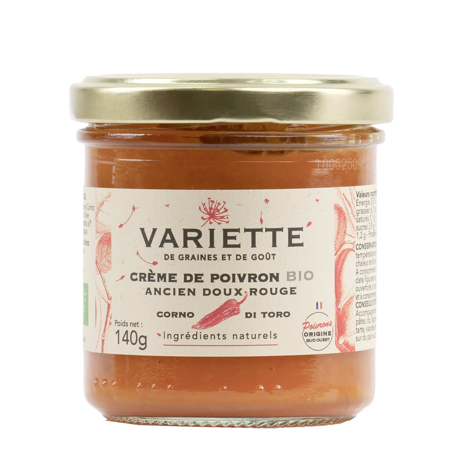 Crème bio de poivron ancien doux rouge - Variette
