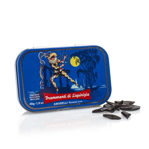 Small diamonds of hard Licorice with anise - Arlecchino Amarelli metal ...