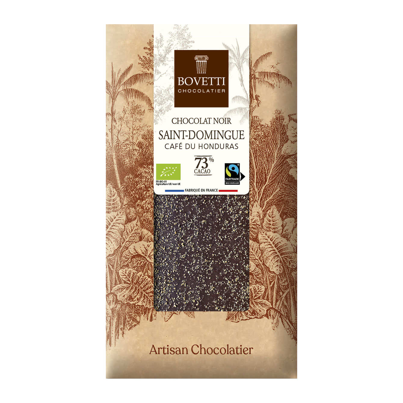 Organic fair trade dark chocolate bar 73% with Honduras coffee ...