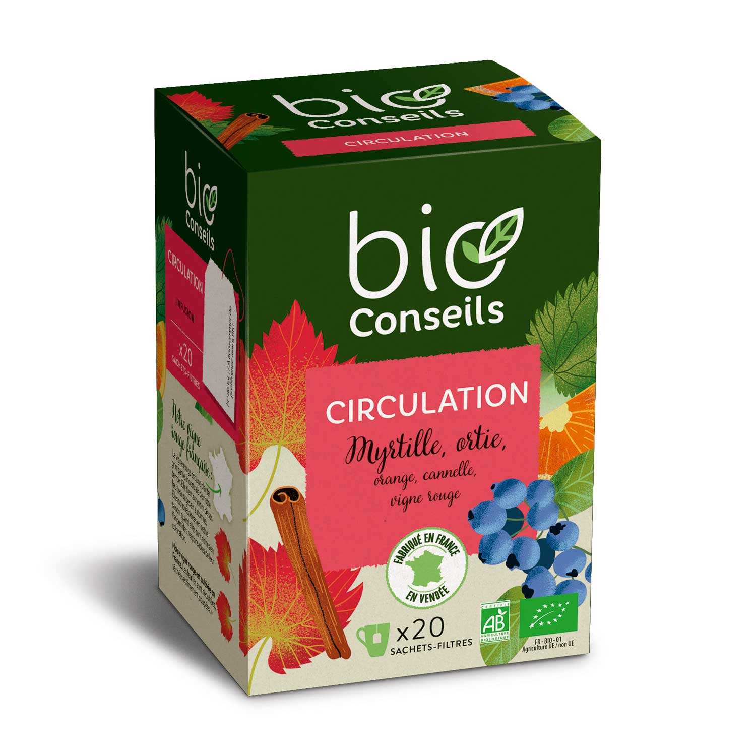 Infusion circulation Bio (Vigne rouge, myrtille) - Bio Conseils