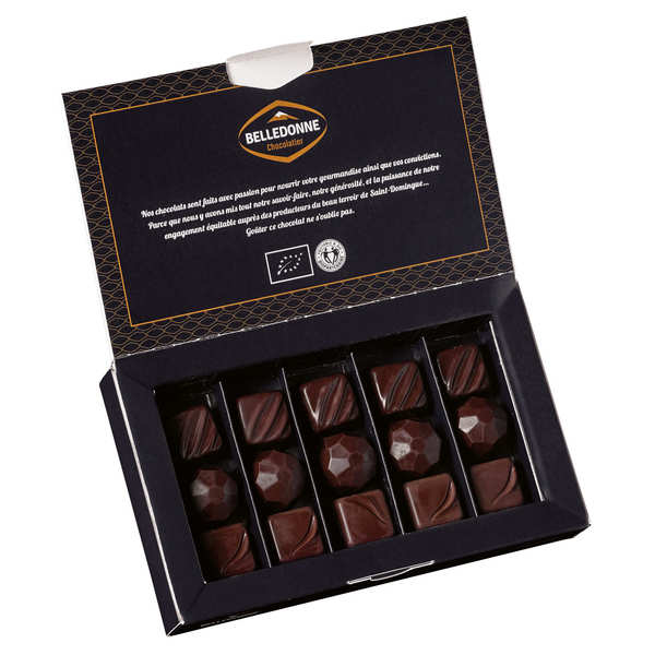 Coffret Noir Intense - 15 bites of organic 74% dark chocolate ...